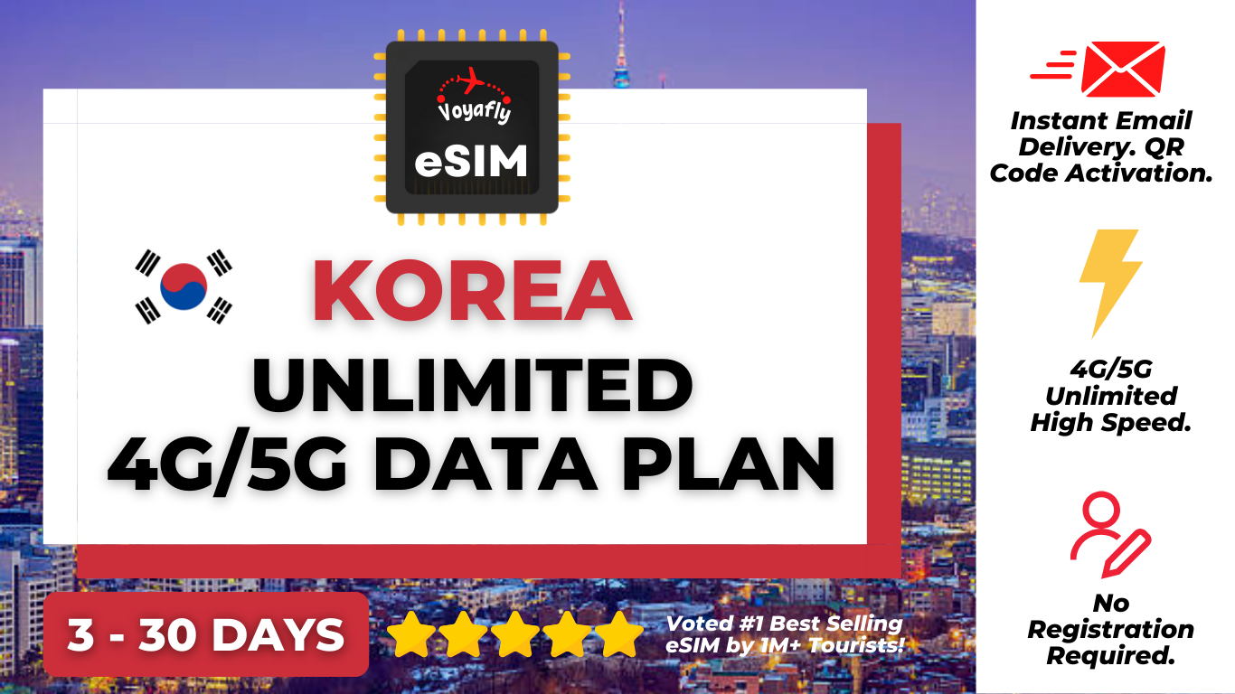 Korea - Unlimited 4G/5G Data eSIM Package